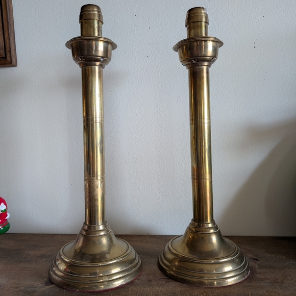 Antique | Accents | Antique Brass Spring Loaded Candle Stick Holders ...